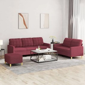 3dílná sedací souprava s poduškami vínová textil 3201320