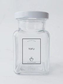 Samolepka na kořenky TOFU průhledná 3 × 4 cm základní písmo