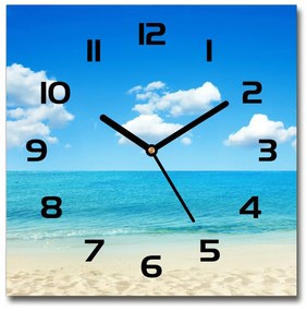 Wallmuralia Skleněné hodiny čtverec Rajská pláž 30x30 cm