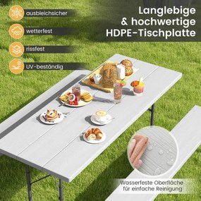 Costway Skládací piknikový stůl se 2 lavicemi 183 cm sada kempingového stolu
