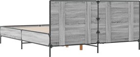 Rám postele šedý sonoma 135 x 190 cm kompozitní dřevo a kov 3280030