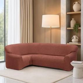 Super strečové potahy  RUBINIA cihlová rohová sedačka (š. 340 - 540 cm)