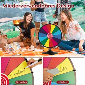 Costway Ø 60 cm Wheel of Fortune se stojanem Cenové kolo Výškově nastavitelné