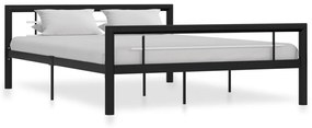 284552 vidaXL Rám postele černobílý kov 120 x 200 cm