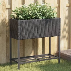 Zahradní truhlíky s policí 2 ks černé 70 x 28 x 70 cm 3210510