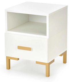 Noční stolek SILVIA 40 cm bílý/zlatý