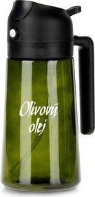 VILDE Skleněný rozprašovač a dávkovač na olej 2v1 450ml - zelené sklo