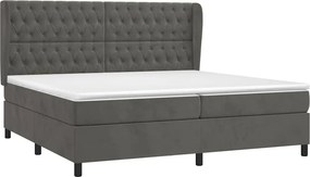 Box spring postel s matrací tmavě šedá 200x200 cm samet 3129412