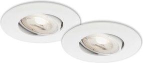 Briloner Vestavné LED svítidlo Kulana, 4,9W, 480lm, 3000K, bílá, pr. 9 cm, 2 ks
