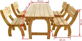 5dílný zahradní jídelní set impregnované borové dřevo 273756
