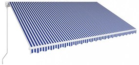 Ručně zatahovací markýza 500x300 cm Dekorhome Bílá / modrá