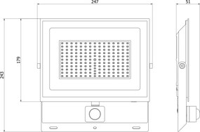 Mexen Luxpro+ LED reflektor s pohybovým senzorem, 100W, neutrální - 4000K, 11000 lm, černá - L236-100-40-70