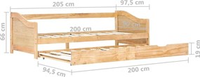 vidaXL Rám vysouvací postele/pohovky borové dřevo 90 x 200 cm [283150] Barva: Šedá