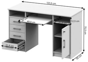 Kondela PC stůl, bílá, B9 NEW