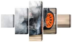 Vícedílný obraz Unášené Auto V Oblaku Kouře Nedostatek Nedostatek Plátno Canvas 250x150