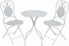 vidaXL 3dílný bistro set ocelový šedobílý
