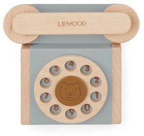 LIEWOOD Dřevěný dětský telefon Selma Blue Fog, modrá barva, dřevo