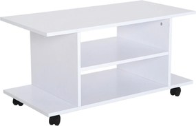 HOMCOM TV Stolek s Otáčivými Kolíčky, Dřevěný TV Stolek se Police, TV Stolek pro Televize do 107 cm, Moderní Styl pro Obývací Pokoj, Ložnici a Kancelá