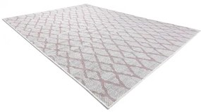 koberec SISAL SION MŘÍŽ 22129 ploché tkaní ecru / růžový velikost 160x220 cm | krásné koberce cz