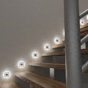 Schodišťové LED svítidlo Quadro, 1x LED 0,6w, 4000k, s