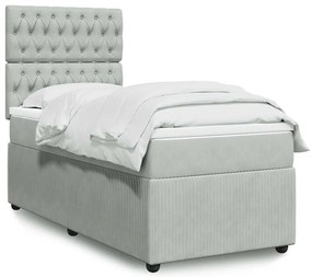 Box spring postel s matrací světle šedá 90x200 cm samet 3294544