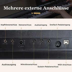 Costway 88 Keys Electric Piano s nastavitelným stojanem a stoličkou a Sustain