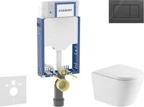 Geberit Kombifix - Set předstěnové instalace, klozetu Nefia a sedátka softclose, tlačítko Sigma20, černá lesk/černá mat SANI15CA5152