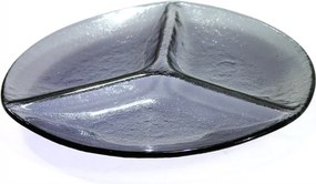 BDK-GLASS Skleněný servírovací talíř 31 cm se 3 přihrádkami