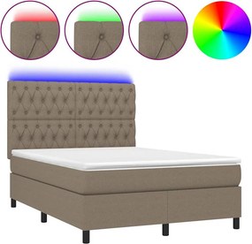 Box spring postel s matrací a LED taupe 140x190 cm textil 3135113
