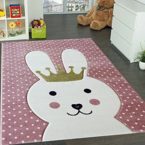 BE Dětský koberec Smart Kids 22414 PINK - růžový obdélníkový, králík Rozměr: 120x180 cm