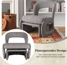 Costway Křeslo s taburetem nadměrné relaxační křeslo s otevřeným opěradlem