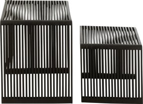 Sada 2 konferenčních stolků Cubic z teaku černá – 50*45*50 / 40*40*35 cm