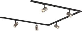 Modern railsysteem zwart met 5 spots gunmetal 1-fase - Iconic Lloyd