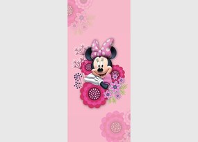 Dětská vliesová fototapeta na zed' Minnie Růžové Květiny, Disney | 90 x 202 cm | DFTDNV 5488