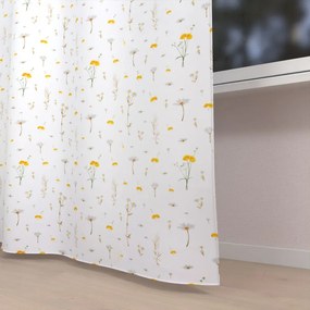 Biante Dětský bavlněný závěs Sandra SA-497 Žluté bylinky na bílém 150x140 cm