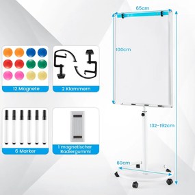 Costway Stojan na flipchart na kolečkách s magnety a značkami Výškově