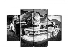 Vícedílný obraz Černobílé Americké Retro Auto Nedostatek Nedostatek Přírodní plátno 160x120