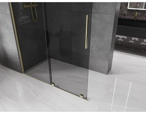 Mexen Velar, sprchová zástěna s posuvnými dveřmi Walk-in 130 x 200 cm, 8mm šedé sklo, zlatá lesklá, 871-130-000-43-50