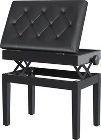 HOMCOM Klavírní lavice s úložným prostorem a nastavitelnou výškou 54,5x33x48-58cm, ideální jako kosmetický stolek pro milovníky hudby