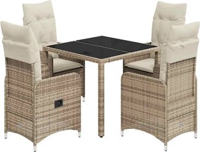 5dílný zahradní bistro set s poduškami béžový polyratan 3277096