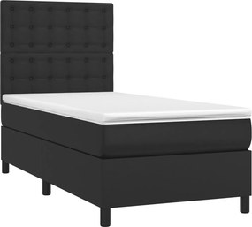Box spring postel s matrací černá 90x200 cm umělá kůže 3142821