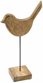 Dekorace ptáček, mangové dřevo, přírodní, 24,5x10x47,5cm, (balení obsahuje 1ks)|Ego Dekor