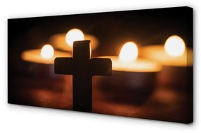 Obrazy na plátně kříž svíček 120x60 cm