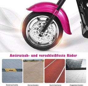 Costway 6 V elektrický motocykl na baterie s hudbou růžová