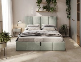 ComfortMatrace Čalouněná postel se zvedacím roštem a úložným prostorem Valencia Barva: Mátová/Mint, Rozměr: 140x200 cm, Výška čela u hlavy: 88 cm