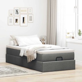 Osmanský rám postele s matrací tmavě šedá 80x200cm textil 3311065