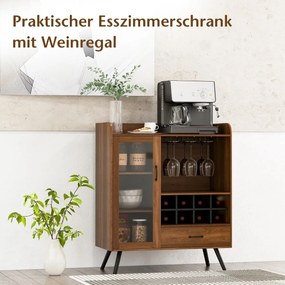 Costway Vinotéka pro domácí lihovinu skříň s dvířky a zásuvkou – 80 × 40 × 95 cm