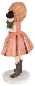 Dekorace socha děvčátko v červených šatech držící Louskáčka - 7*6*12 cm