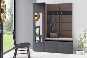 Eka Předsíňová stěna s čalouněnými panely Trinity 14 - Grafit / Tmavá hnědá 2308