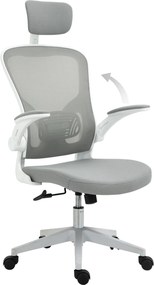 Kancelářská židle Vinsetto ergonomická kancelářská židle s opěrkou hlavy a funkcí houpání, výškově nastavitelná, šedá, 65 x 64 x 114-122 cm | Aosom.de